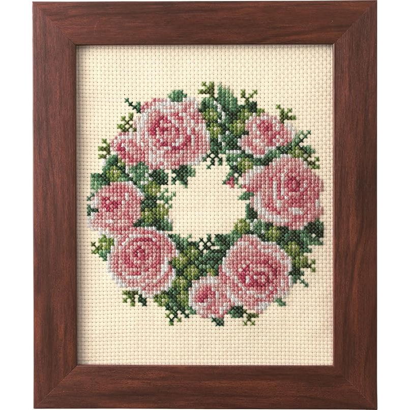 Lecien Cosmo Cross Stitch kit Seasonal Flower Arrangement-Rose Wreath ...