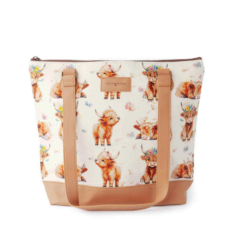 Maisy Highland Cow Mega Trinity Bag – Large Zippered Knitting Bag ...