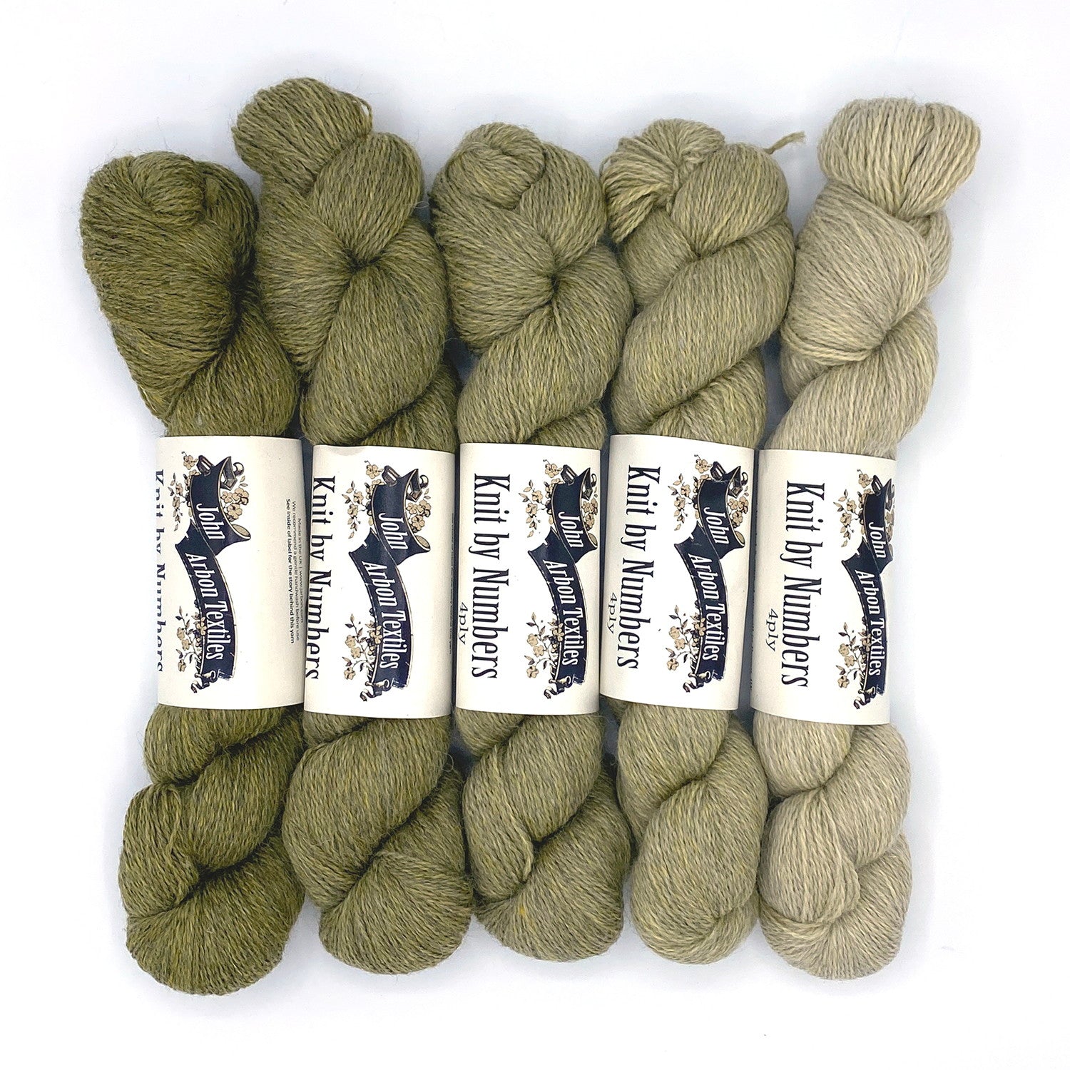 Knit by Numbers Gradient Kit 4ply Olive by John Arbon Textiles ...