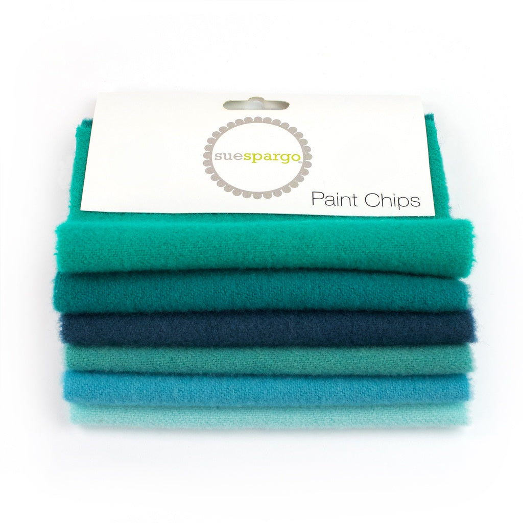 Sue Spargo Paint Chips Wool Charm 5"x5" - Solid Teals – Stitchin' Post