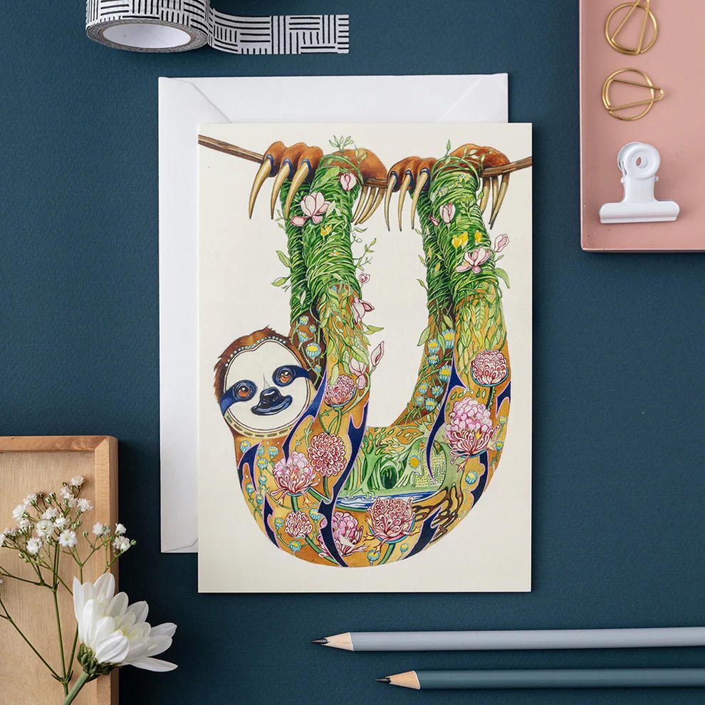 Sloth Greeting Card by DM Collection – Stitchin' Post