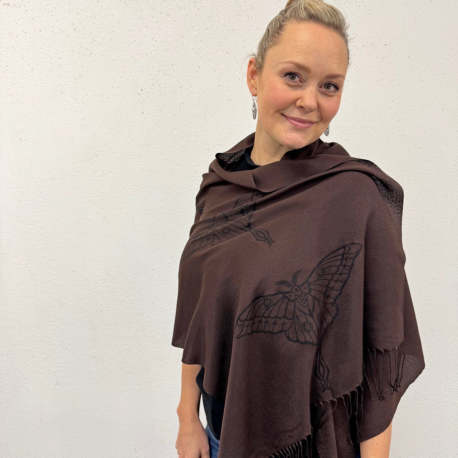 Brown Moth Hand Printed Shawl - Valori Wells – Stitchin' Post